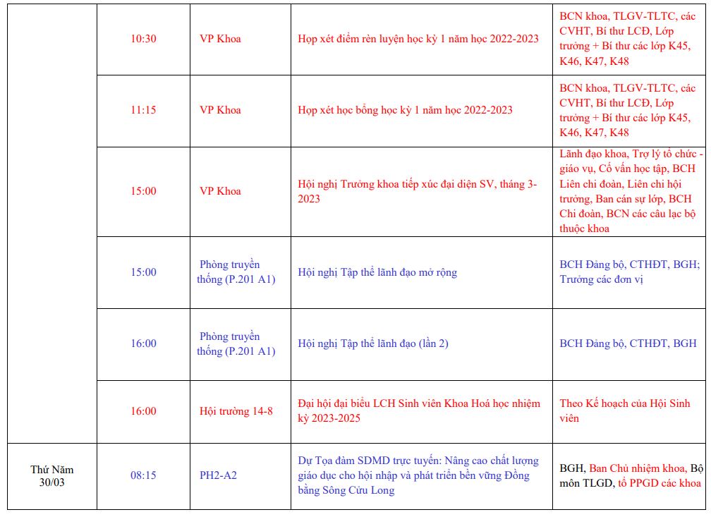 Lịch công tác tuần 33, năm học 2022 - 2023